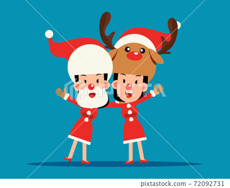 Christmas costume. Santa claus and reindeer arm... - Stock Illustration ...