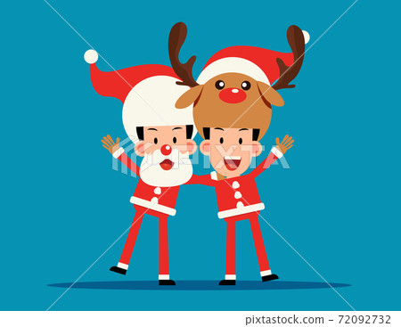 Christmas costume. Santa claus and reindeer arm... - Stock Illustration ...