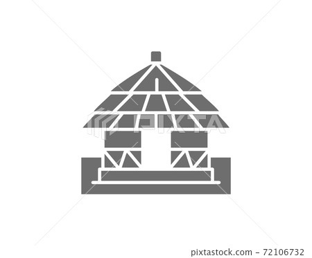 Vector african local traditional house grey icon. - Stock Illustration ...