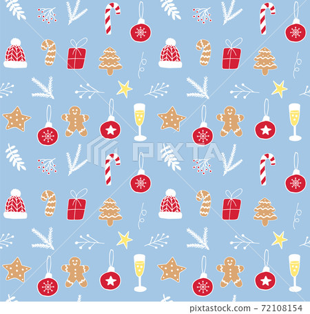 Vector seamless pattern of Christmas elements - Stock Illustration ...