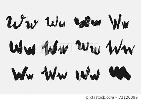 Black letter W written in grunge calligraphy. - Stock Illustration ...