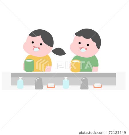Gargling children illustration material - Stock Illustration [72123349 ...