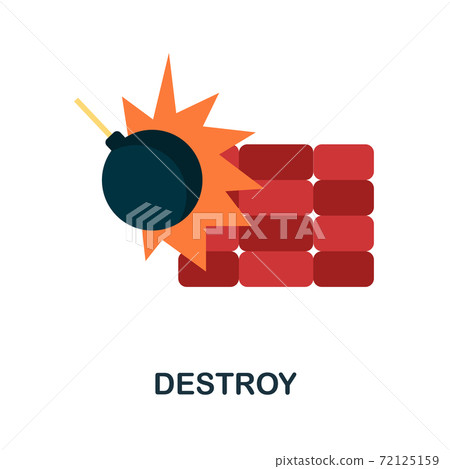 Destroy flat icon. Simple element from protest... - Stock Illustration ...