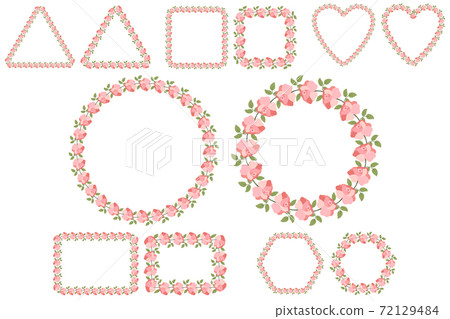 Pink simple flower frame in beautiful style. - Stock Illustration ...