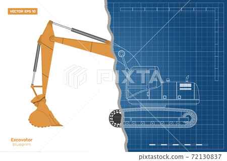 Blueprint of excavator on white background.... - Stock Illustration ...