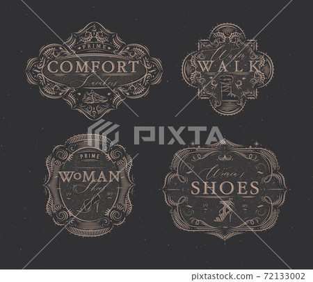 Shoes labels vintage brown - Stock Illustration [72133002] - PIXTA