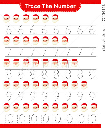 Trace the number. Tracing number with Santa... - Stock Illustration ...