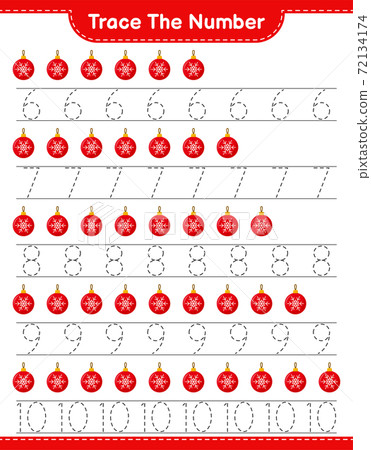 Trace the number. Tracing number with Christmas... - Stock Illustration ...