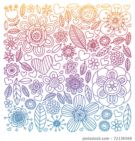 Flowers March 8. Doodle floral pattern. Vector... - Stock Illustration ...