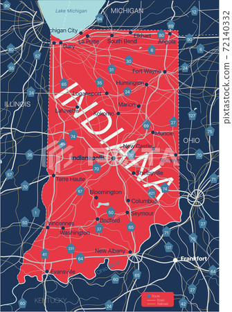 Indiana state detailed editable map - Stock Illustration [72140332] - PIXTA