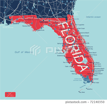 Florida state detailed editable map - Stock Illustration [72140350] - PIXTA