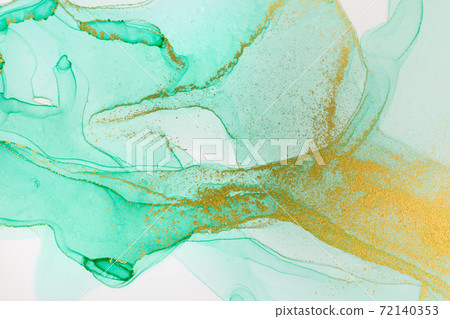 Alcohol ink green and gold abstract background.... - Stock Illustration ...