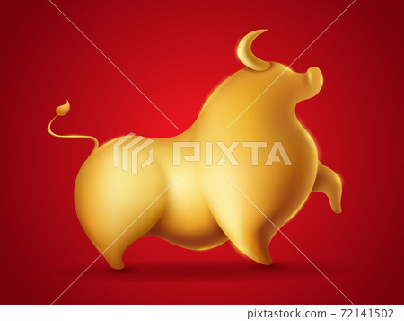 3D illustration design of golden ox on white... - Stock Illustration ...