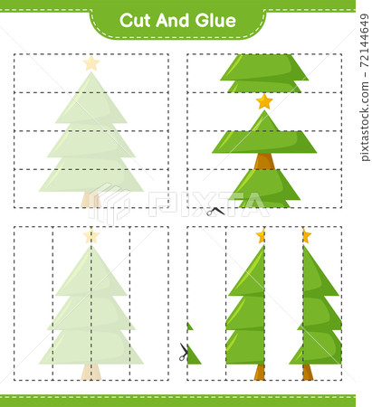 Cut and glue, cut parts of Christmas Tree and... - Stock Illustration ...