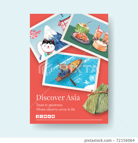 Poster template with Asia travel concept design... - Stock Illustration ...