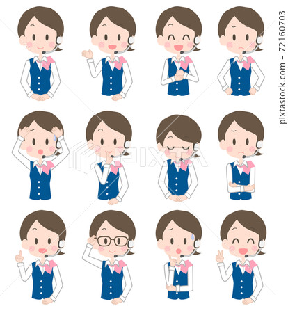 Female operator facial expression set - Stock Illustration [72160703 ...