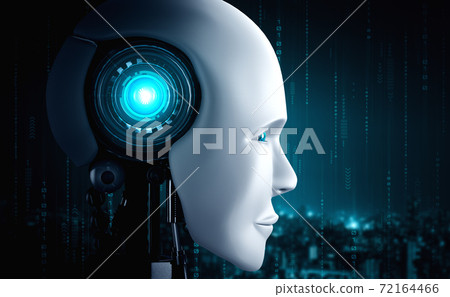 Robot humanoid face close up with graphic... - Stock Illustration ...