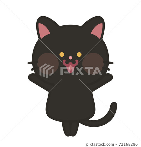 Banzai cat illustration character black cat - Stock Illustration ...