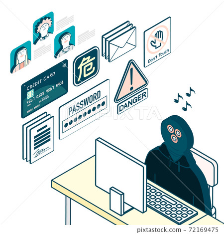 Criminals heading to a computer_information theft - Stock Illustration ...