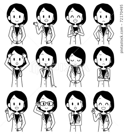 Female doctor facial expression set - Stock Illustration [72170495] - PIXTA