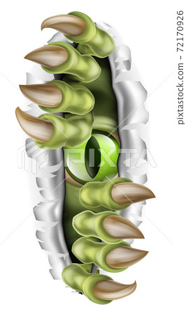 Monster With Talon Claw Tearing A Rip Through Wall - Stock Illustration ...