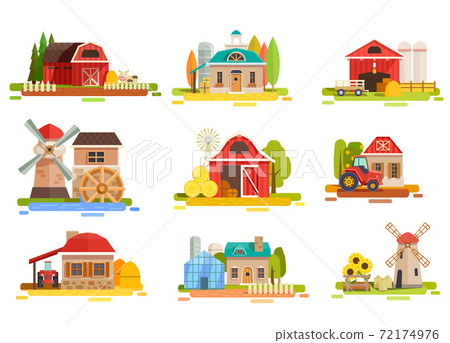 Farm Flat Scenery Collection - Stock Illustration [72174976] - PIXTA