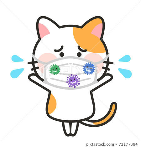 Virus that adheres to the mask Cat infection... - Stock Illustration ...