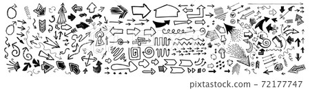 Doodle arrow set, hand drawn arrows collection - Stock Illustration ...