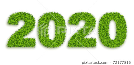 Green Grass Numbers 2020 Isolated on White...-插圖素材 [72177816] - PIXTA圖庫