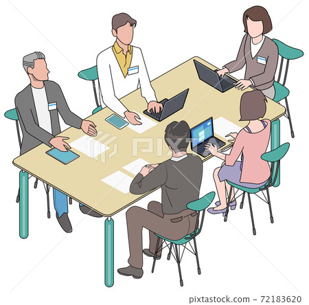 Meeting scenery of 5 people - Stock Illustration [72183620] - PIXTA