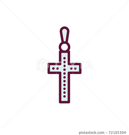 Silver cross line icon. Isolated vector element. - Stock Illustration ...