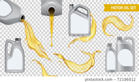 Realistic Motor Oil Transparent Icon Set - Stock Illustration [72186812 ...