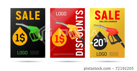 advertising poster for petrol discount, one... - Stock Illustration ...