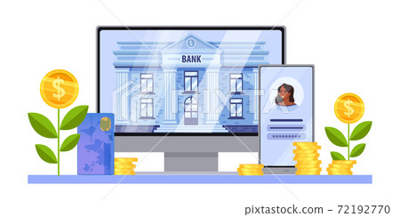 Online digital bank finance vector concept with... - Stock Illustration ...