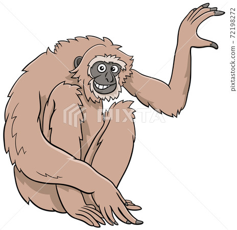 gibbon ape cartoon wild animal character - Stock Illustration [72198272 ...