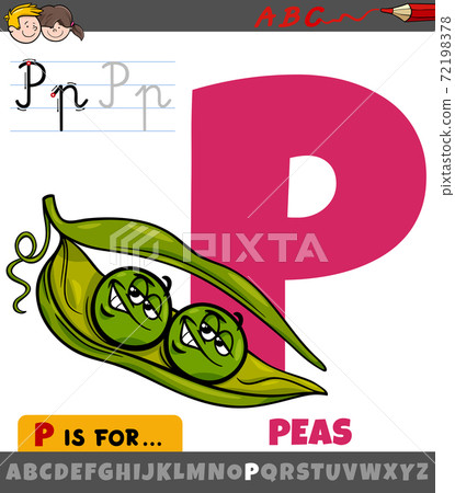 letter P from alphabet with peas characters - Stock Illustration ...