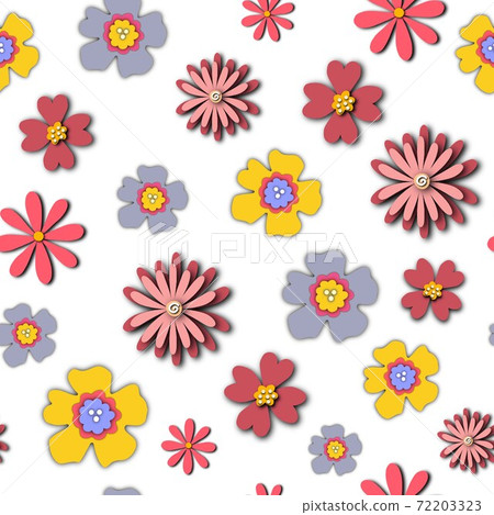 Paper flowers seamless pattern. Repeating... - Stock Illustration ...