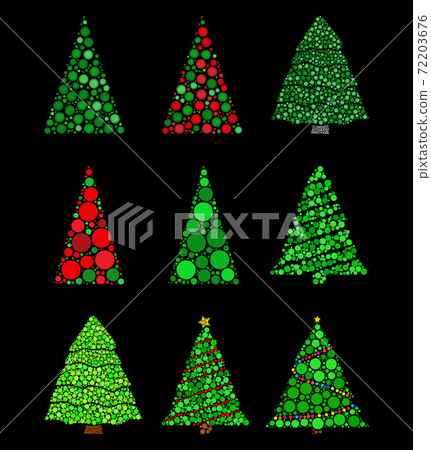 Abstract christmas tree made from dots set. Fir... - Stock Illustration ...
