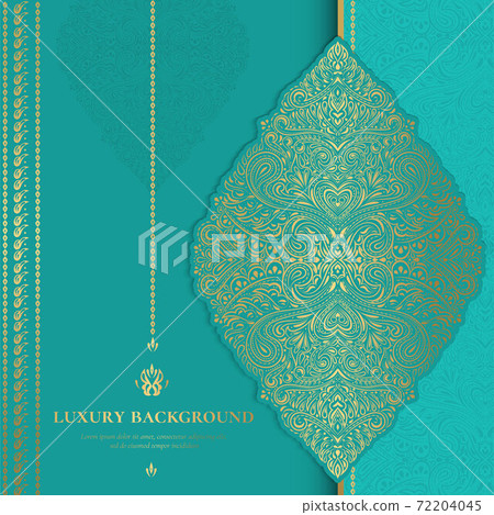 Turquoise and gold Indian background. - Stock Illustration [72204045 ...