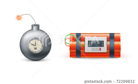 Set of realistic old bombs isolated on white - Stock Illustration ...