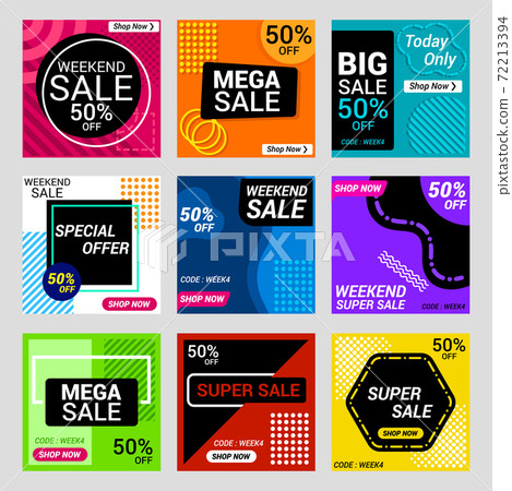 square social media sale discount promotion... - Stock Illustration ...