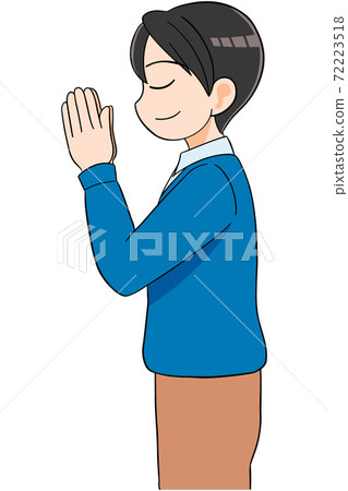 Gassho male illustration - Stock Illustration [72223518] - PIXTA