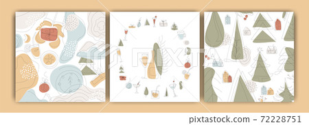Set of Christmas square patterns, New Year and... - Stock Illustration ...