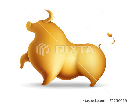 3D illustration design of golden ox on white... - Stock Illustration ...