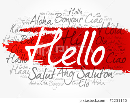 Hello word cloud in different languages of the... - Stock Illustration ...