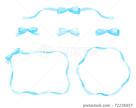 Light blue ribbon frame set watercolor... - Stock Illustration ...