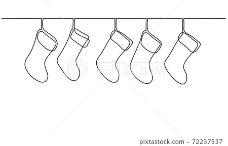 Christmas socks row. One line drawing. Vector - Stock Illustration ...