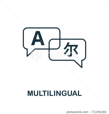 Multilingual icon. Line style element from life... - Stock Illustration ...