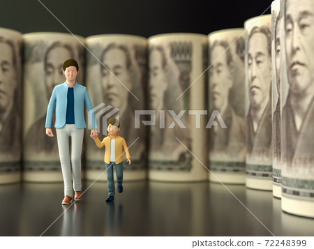 Single-parent family and money - Stock Illustration [72248399] - PIXTA