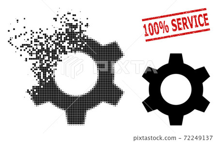 Damaged Pixelated Cog Icon and Distress 100%... - Stock Illustration ...